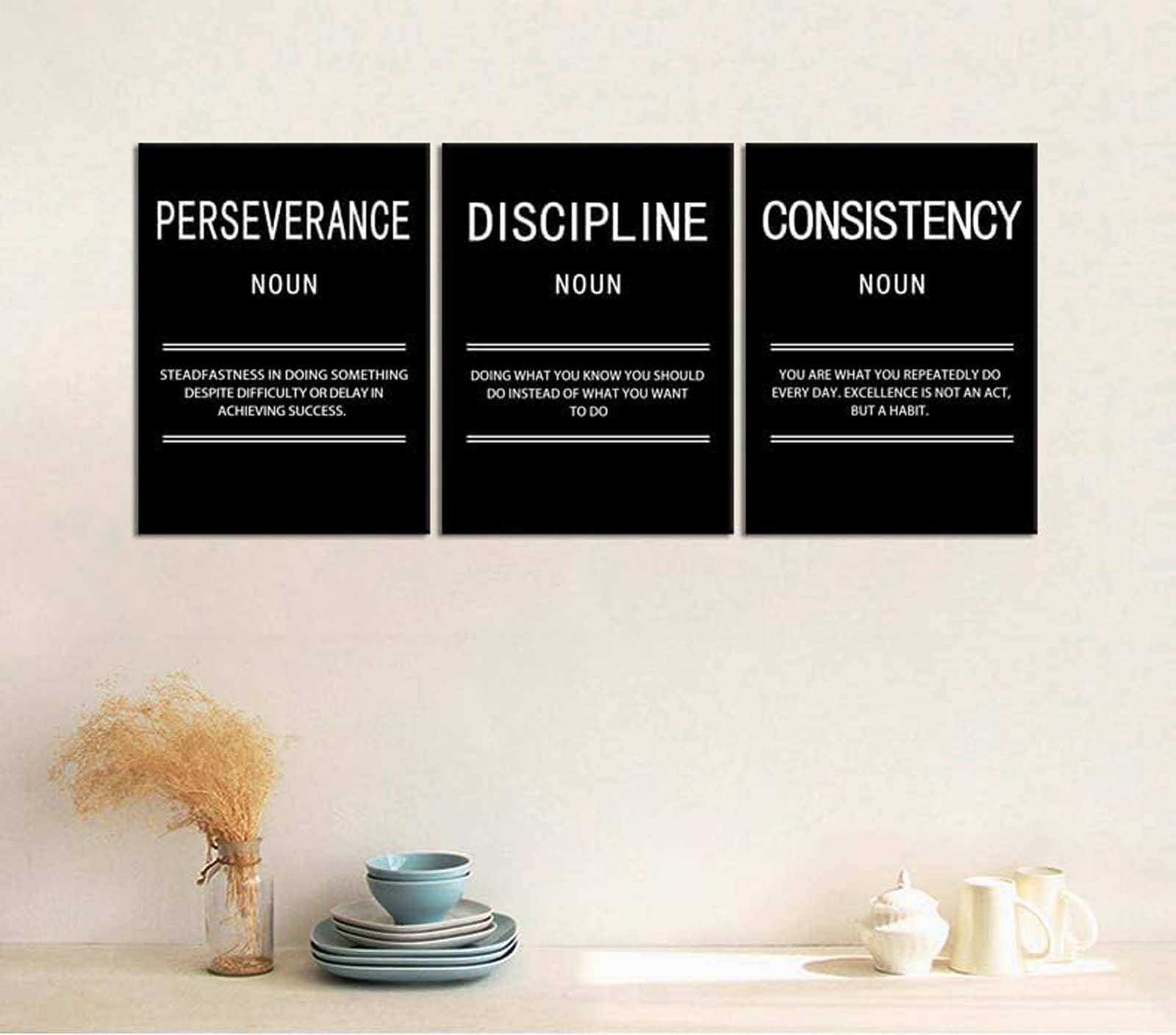 Trinx Perseverance Discipline Consistency Motivational Canvas Office 3 ...